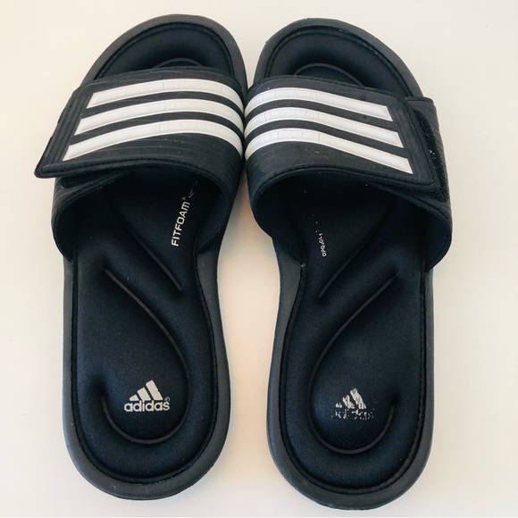 adidas | Shoes | Adidas Fit Foam Slides Womens Size 6 Black White ...